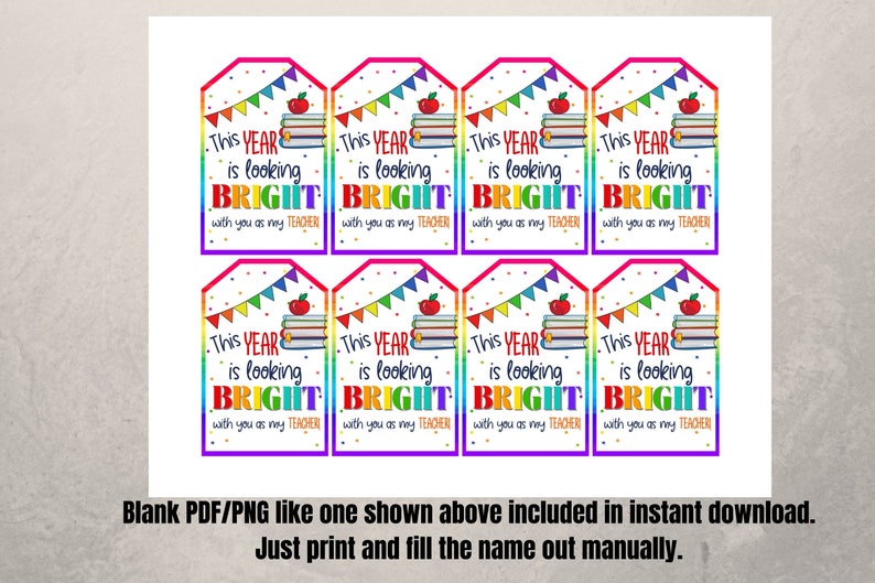 Editable Back to School Marker Gift Tags for Teacher, First Day of ...