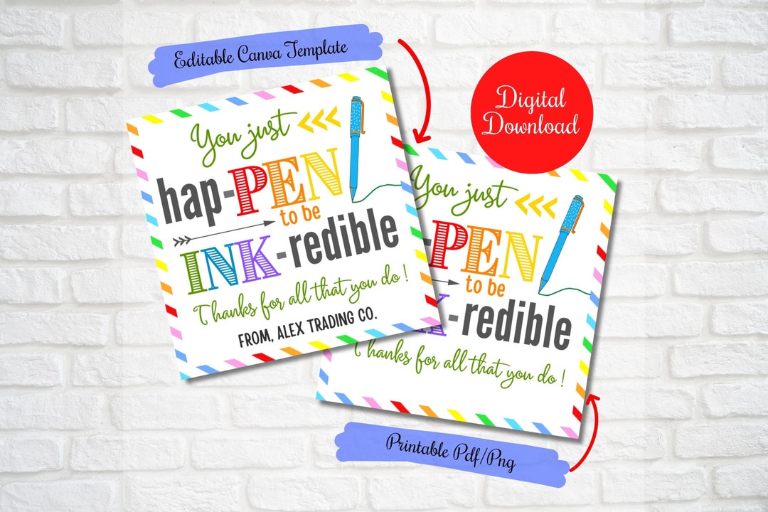 End of Year Teacher Pen Gift Tag,you Just Happen to Be Inkredible Gift ...
