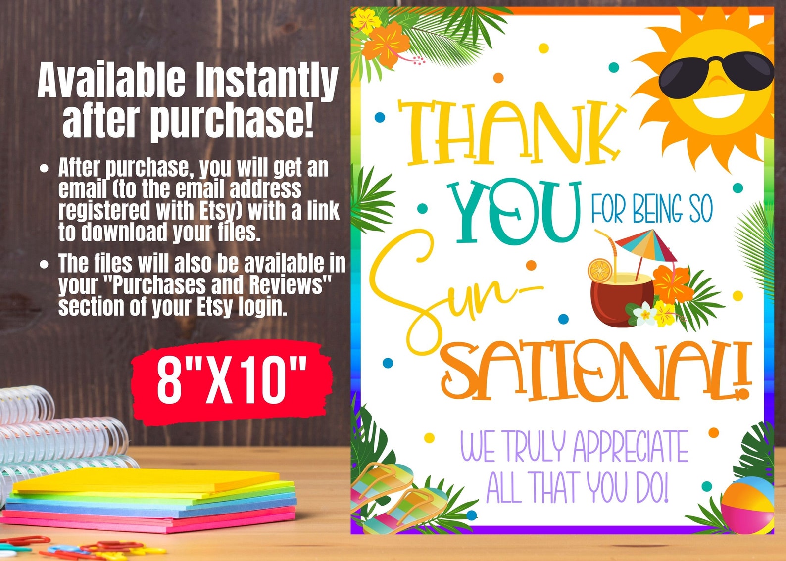 Thank You for Being so Sun-sationalbeach Themed Teacher - Etsy