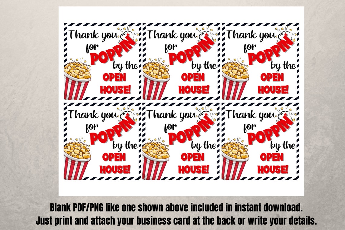 Thank You for Poppin by the Open House Realtor Tags Realtor - Etsy