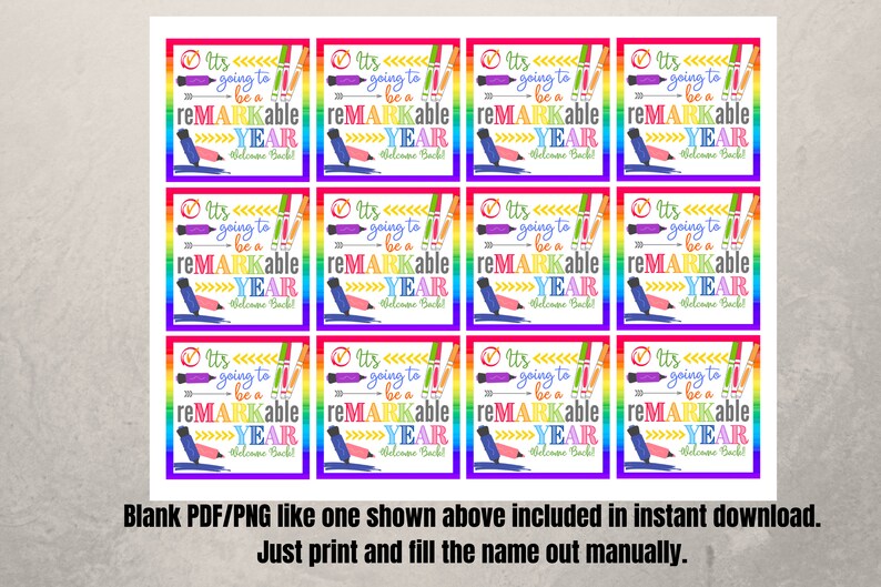 First Day of School Marker Gift Tags Back to School Sharpie | Etsy