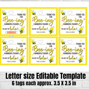 Thanks for Beeing a Wonderful Teacher Gift Tags, Lip Balm, Chap Stick ...