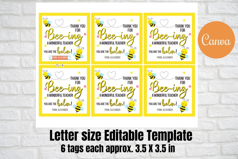 Thanks for Beeing a Wonderful Teacher Gift Tags Lip Balm - Etsy