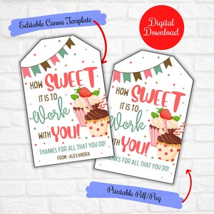 Co-worker Teammate Appreciation Cupcake Gift Tag,how Sweet It is to ...