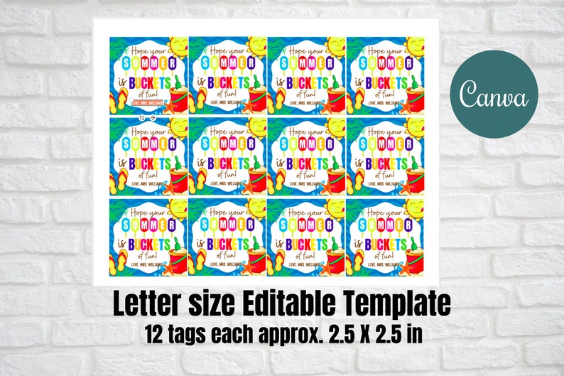 Buckets of Fun Gift Tags End of Year Gift Tags for | Etsy