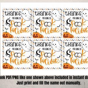 Thanks for Being Spooktacular Halloween Gift Tags, Spooky Halloween ...