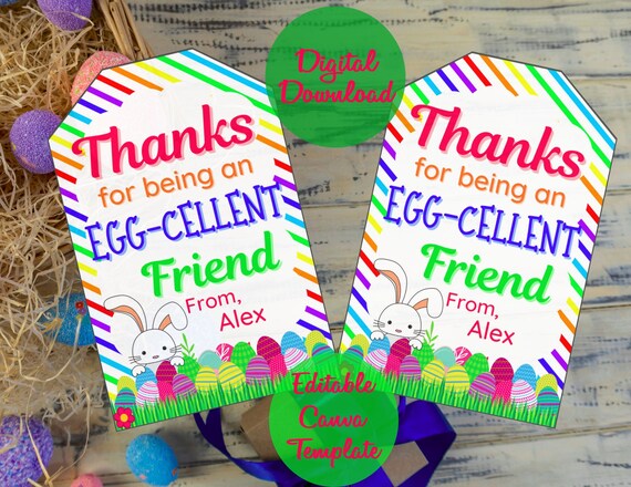 Easter friend gift tag thanks for being an eggcellent friend | Etsy