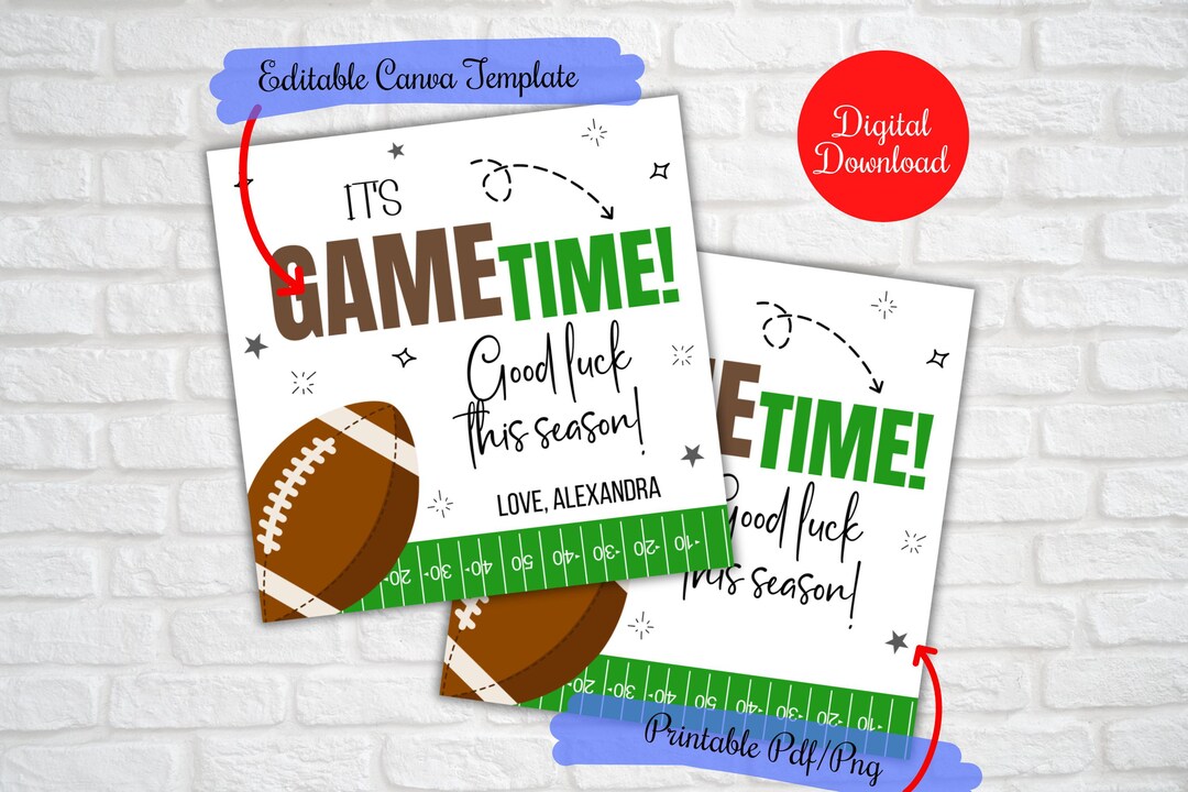 It's Game Time , Good Luck This Season,football Game Time Gift Tags ...