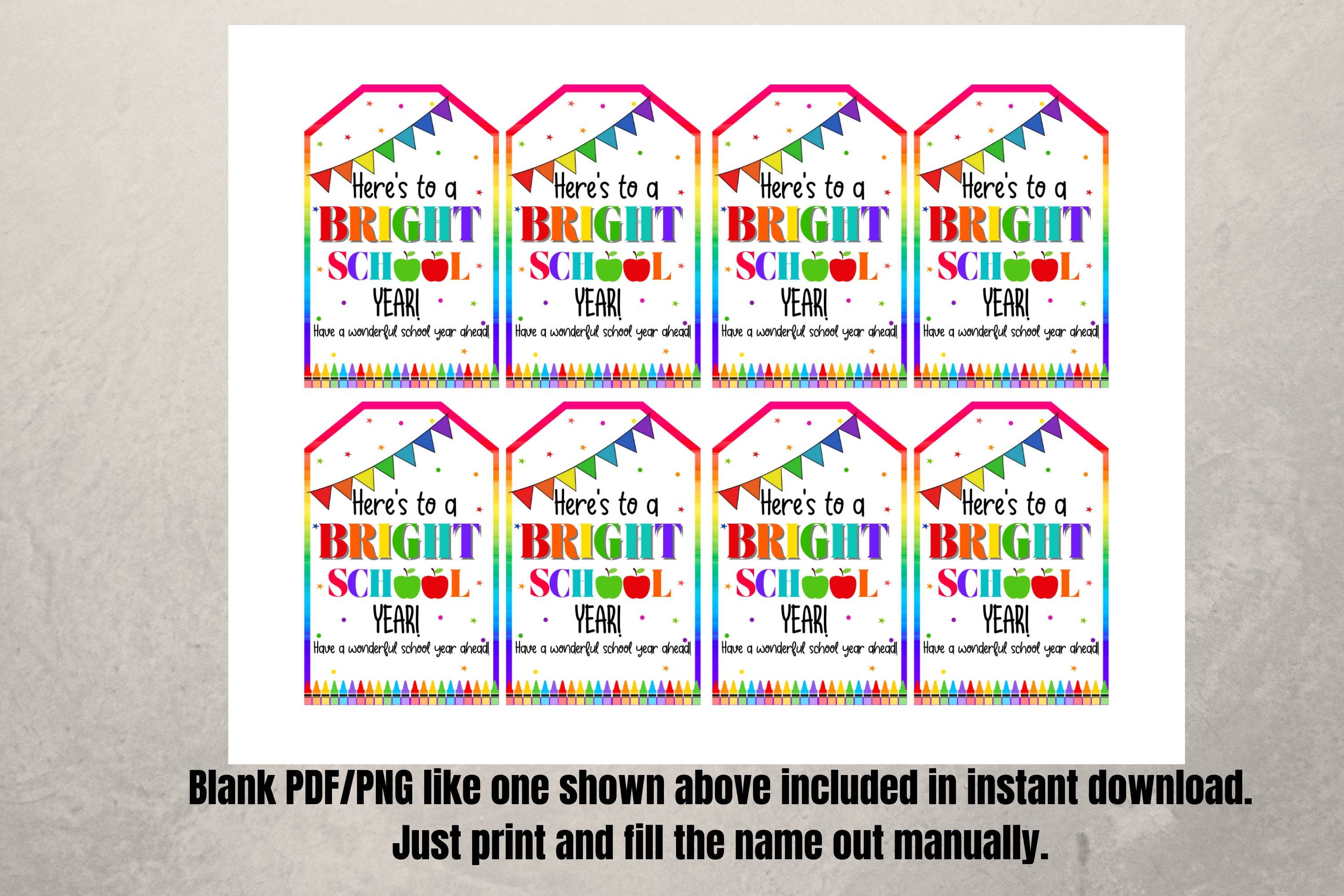 Back to School Gift Tags for Teachers Here's to a Bright | Etsy