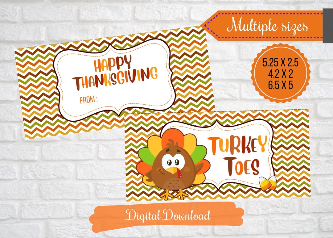 Turkey Toes Candy Corn Treat Bag Topper, Thanksgiving Class School ...