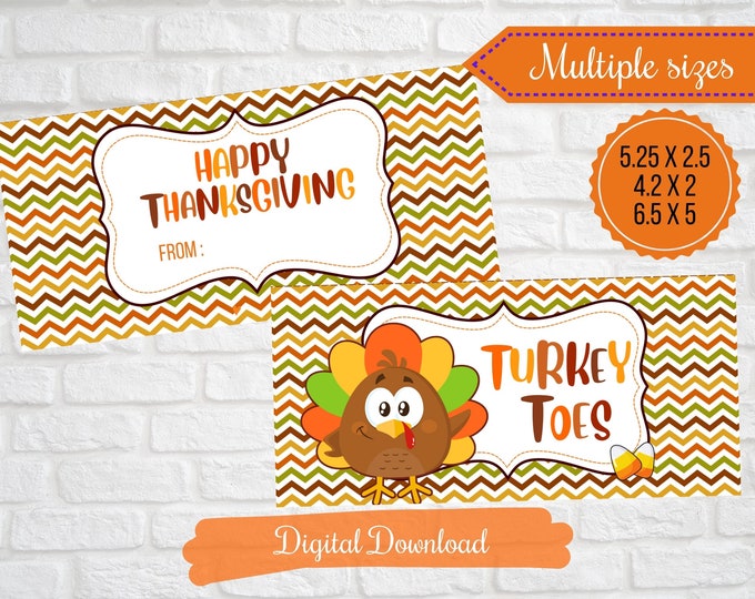 Digital Printable Turkey Toes Bag Toppers - Etsy