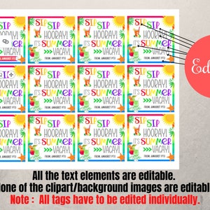 Sip Sip Hooray Its Summer Vacay Gift Tags, Teacher Appreciation,end of ...