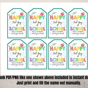 Happy First Day of School Gift Tags for Students, Teachers, Back to ...
