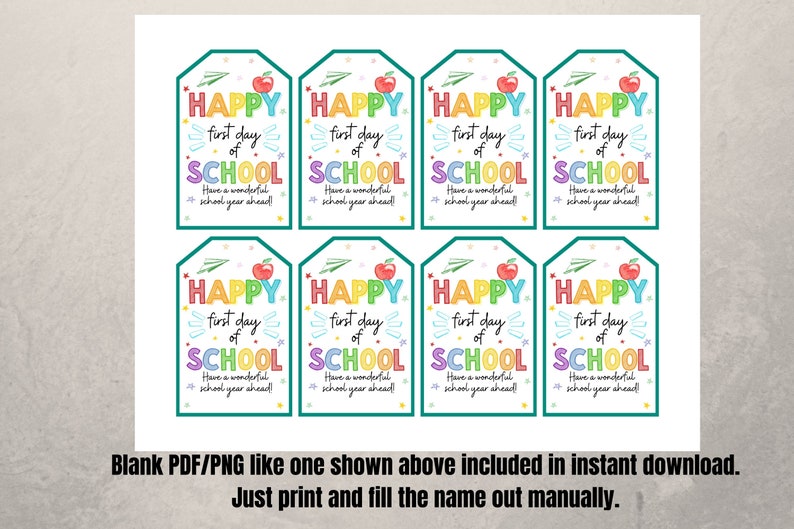 Happy First Day of School Gift Tags for Students, Teachers, Back to ...