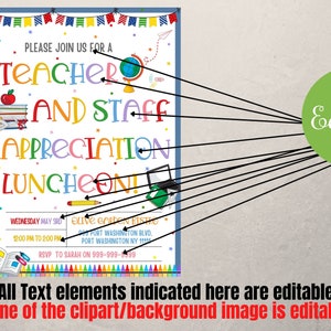EDITABLE Teacher Appreciation Luncheon Invite Evite ,teacher Staff ...