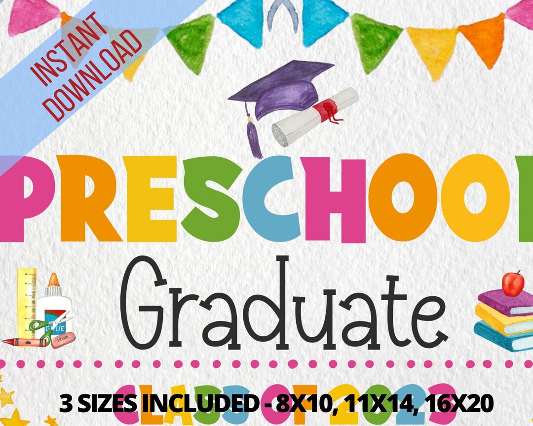 Preschool Graduation Photoprop Sign Preschool Last Day 2023 - Etsy