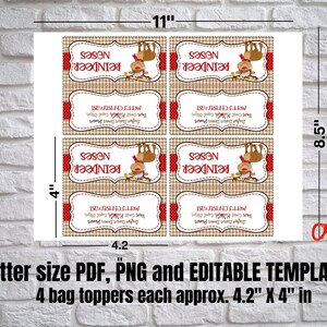 Reindeer Noses Treat Bag Toppers,editable Christmas Fold Over Labels ...