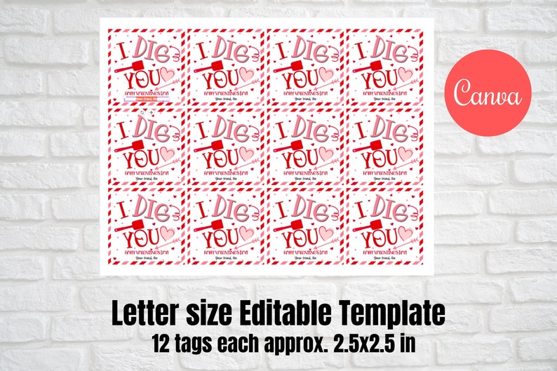 I Dig You Valentine Gift Tags Printable Editable Valentine - Etsy