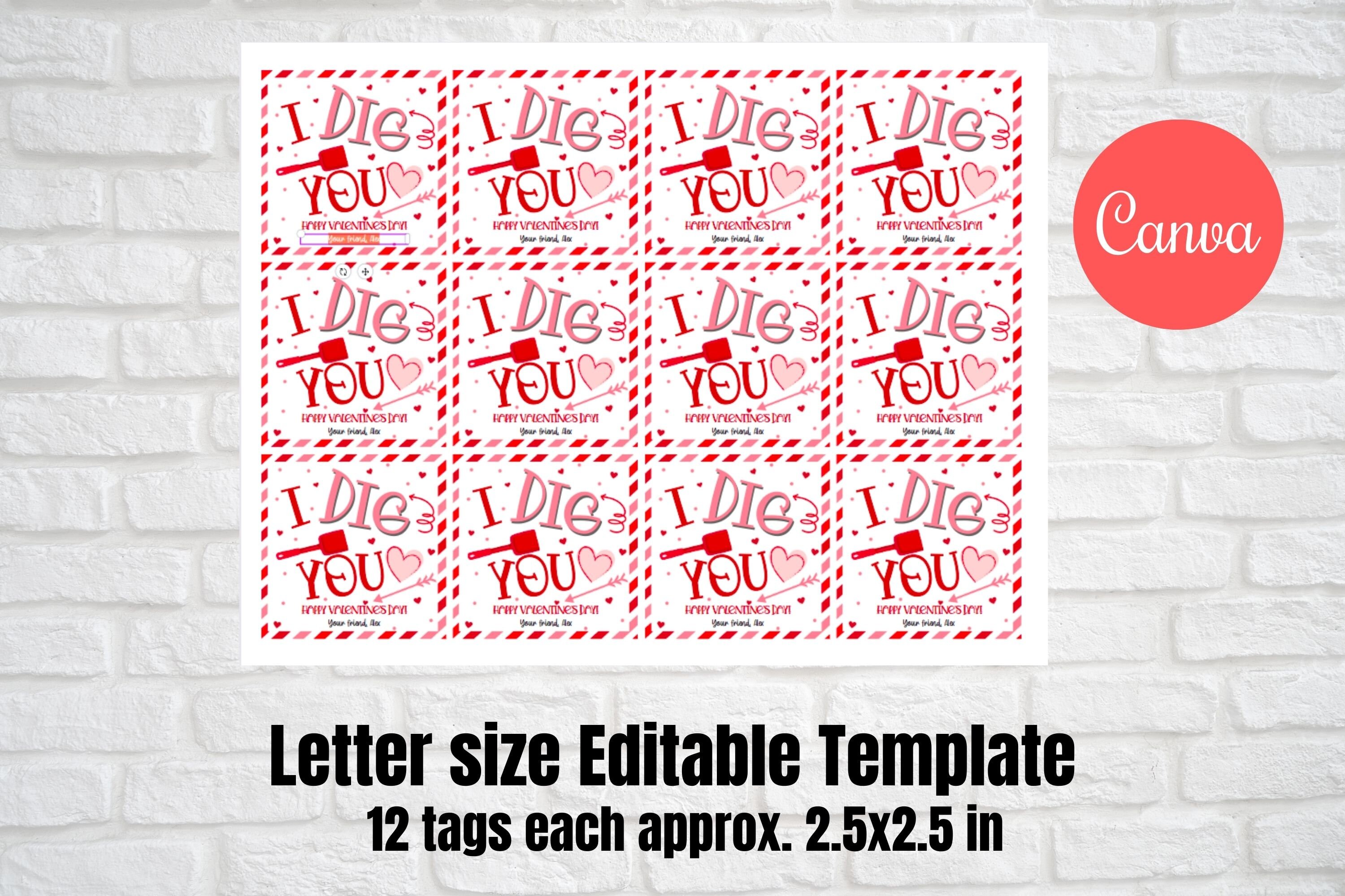 I Dig You Valentine Gift Tags, Printable Editable Valentine ...