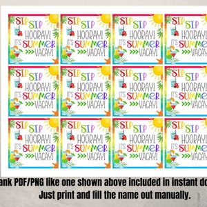 Sip Sip Hooray Its Summer Vacay Gift Tags Teacher - Etsy