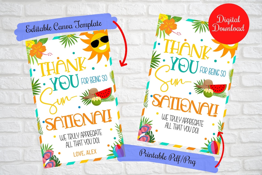 Thank You for Being so Sun Sational, Teacher Appreciation Week Gift ...