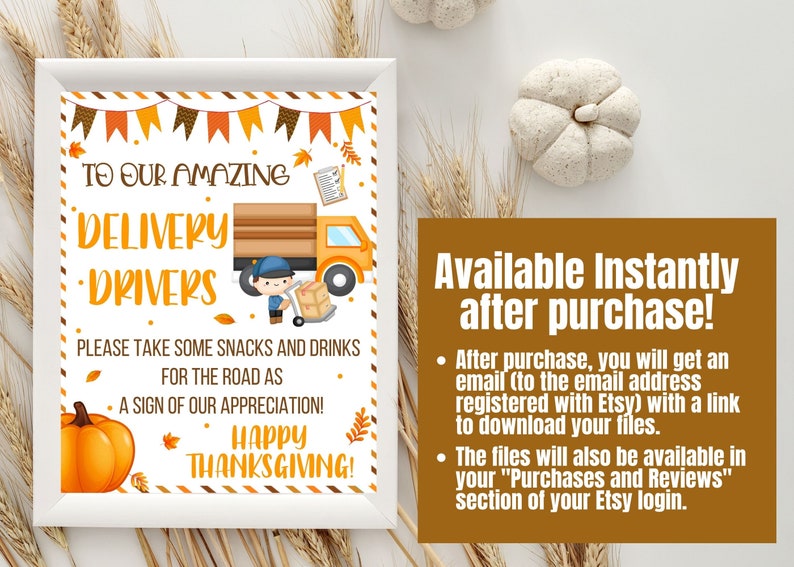Delivery Driver Thank You Snack & Drink Sign,thanksgiving Delivery ...
