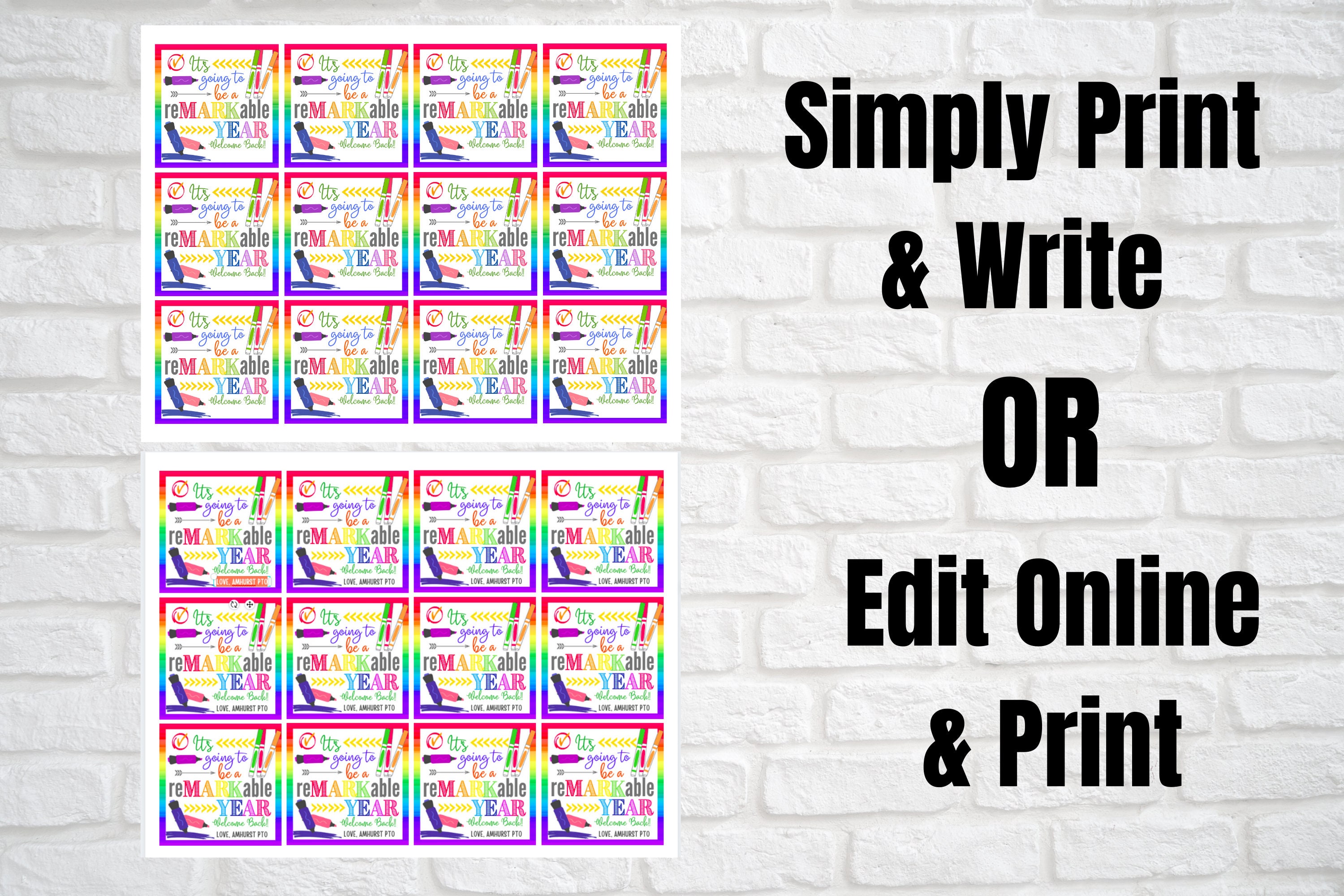 First Day of School Marker Gift Tags Back to School Permanent - Etsy