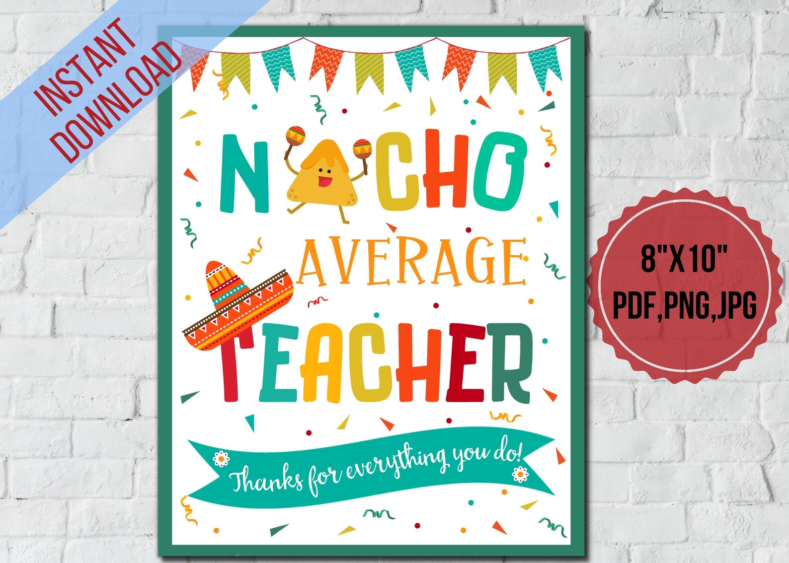 Nacho Average Teacherteacher Appreciation Week Printable - Etsy
