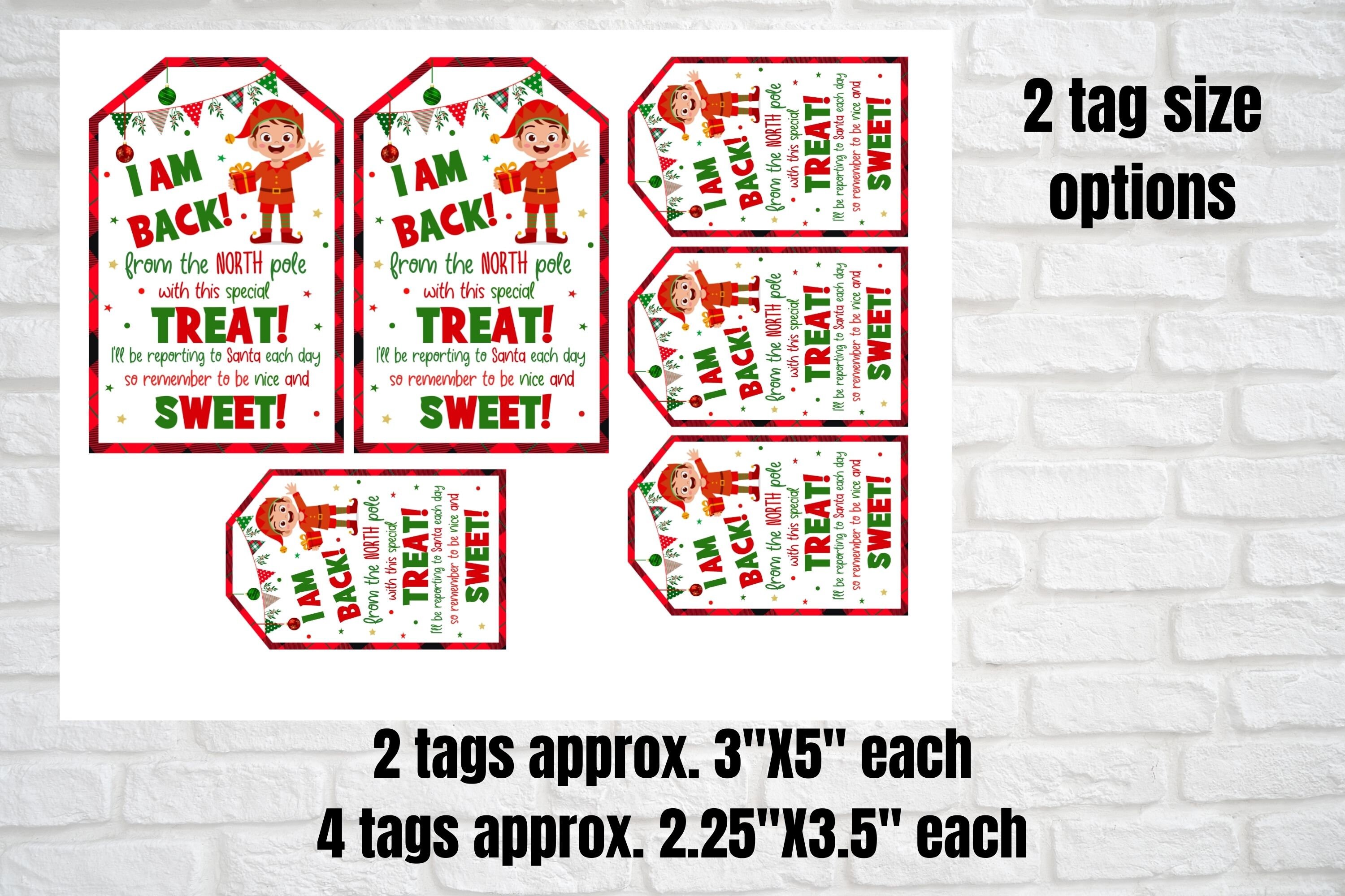 Elf I Am Back Gift Tags, Christmas Elf Tradition, Elf Back With Gifts ...