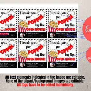 Thank You for Poppin by the Open House Realtor Tags, Realtor Popcorn ...