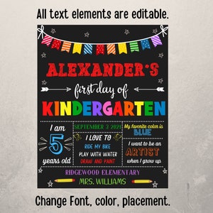 Chalkboard First Day of School Sign Printable, Editable Canva Template ...