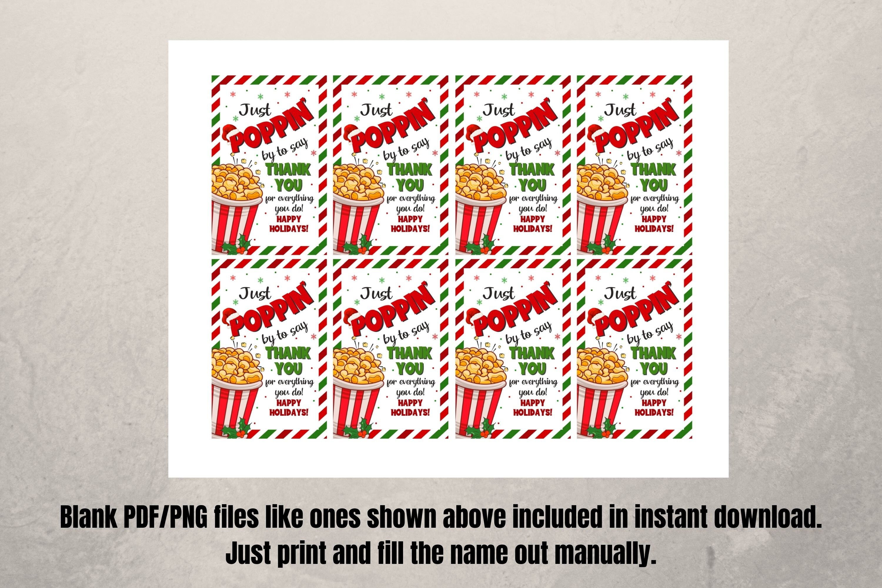 Just Poppin by to Say Thank You christmas Gift Tags for | Etsy