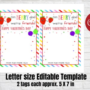 Printable Valentine Cards for Fruit Snacks ,i'm Berry Glad We're ...