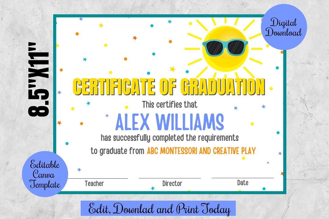 Editable Kindergarten Graduation Certificate Printable, Future is so ...