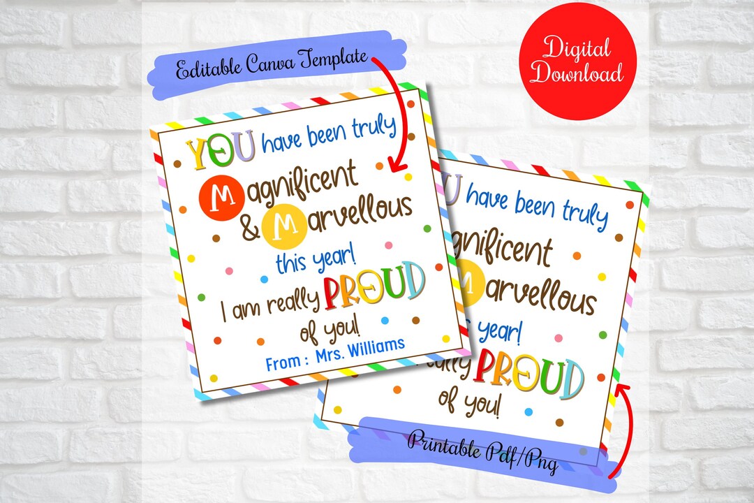 Magnificent and Marvellous Gift Tags for Students From Teacher,end of ...