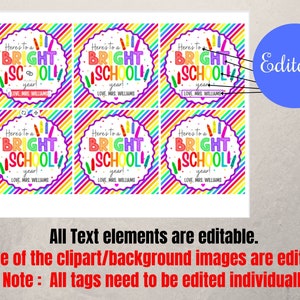 First Day of School Crayons Gift Tags, Here's to a Bright School Year ...