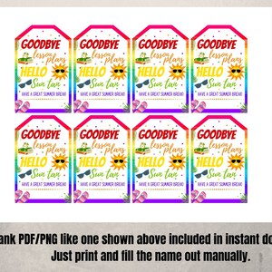 Goodbye Lesson Plans Hello Suntan Gift Tags, Teacher Appreciation,end ...