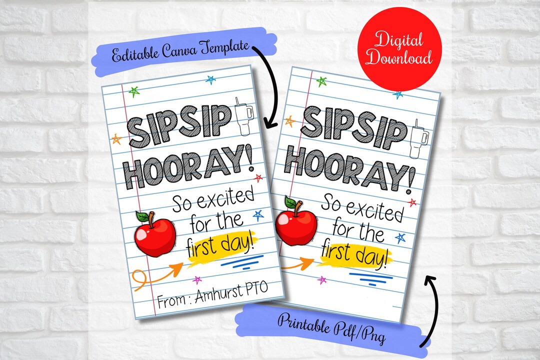 Sip Sip Hooray, so Excited for the First Day, Back to School Tumbler ...