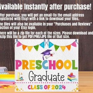 Preschool Graduation Photoprop Sign, Preschool Last Day 2024 Printable ...