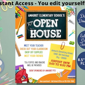 Open House Back to School Flyer for School Printable Open - Etsy