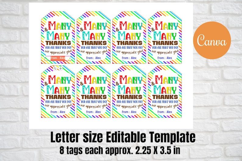 M&M Employee Tags , Many Many Thanks for All You Do Gift Tags for ...