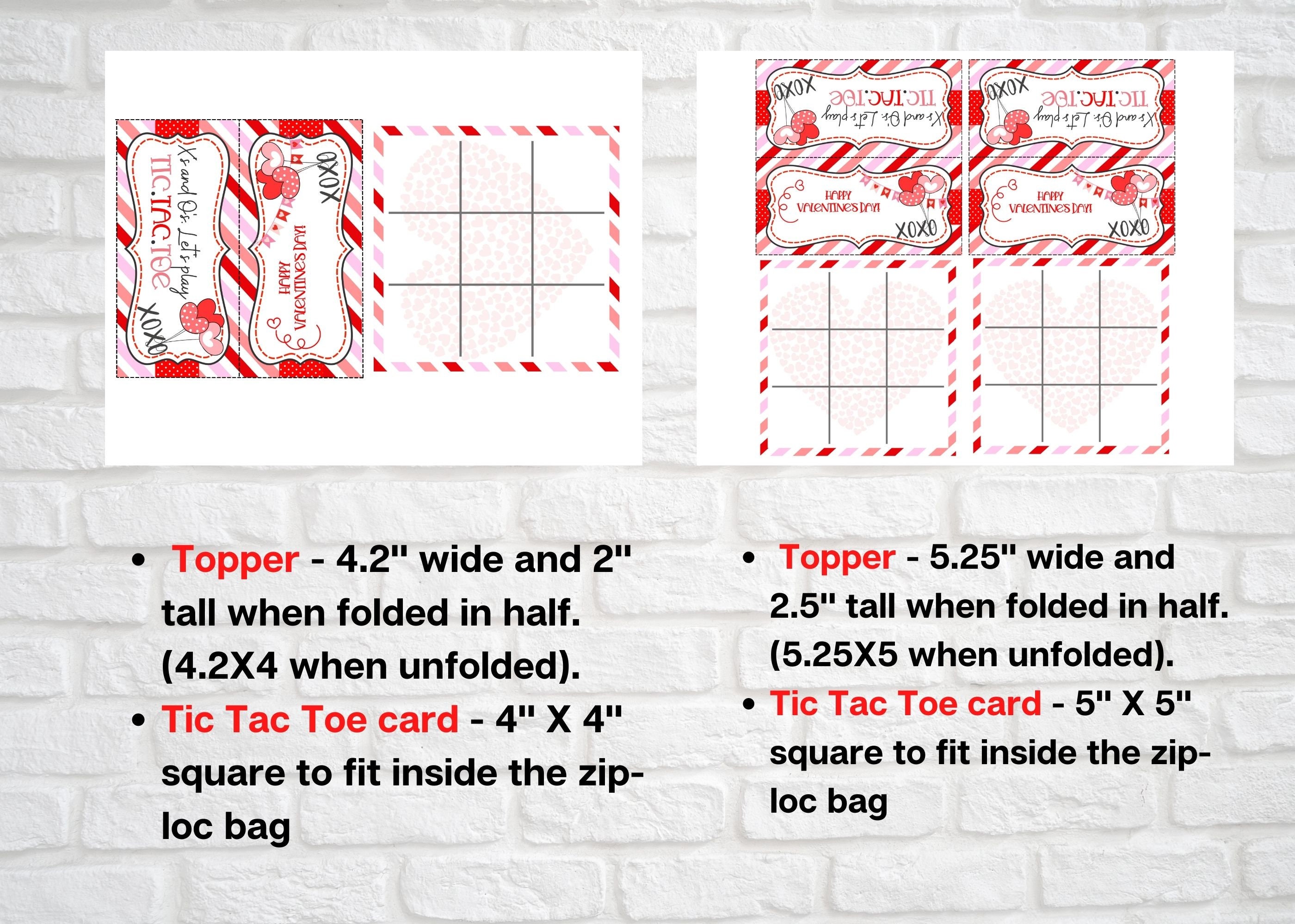 Printable Valentine Kisses Tic Tac Toe Treat Bag Topper and | Etsy