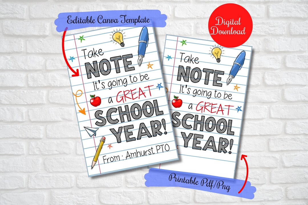 First Day of School Notepad, Marker, Pen Gift Tag|take Note,it is Going ...