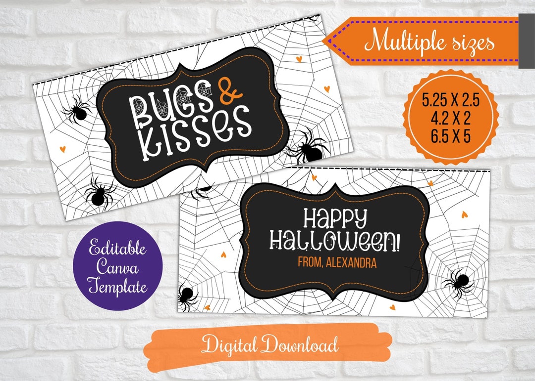 Bugs and Kisses Halloween Treat Bag Topper, Halloween Gift Tags, Class ...