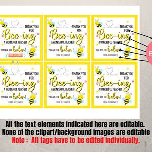 Thanks for Beeing a Wonderful Teacher Gift Tags, Lip Balm, Chap Stick ...