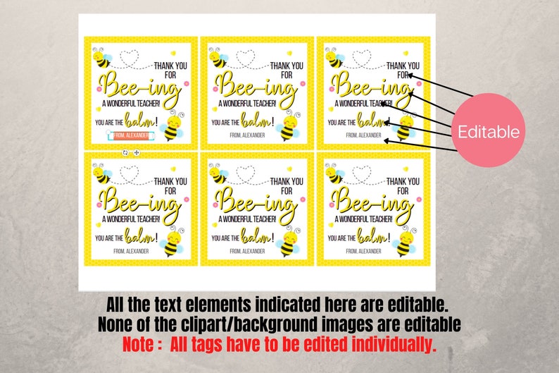 Thanks for Beeing a Wonderful Teacher Gift Tags Lip Balm - Etsy