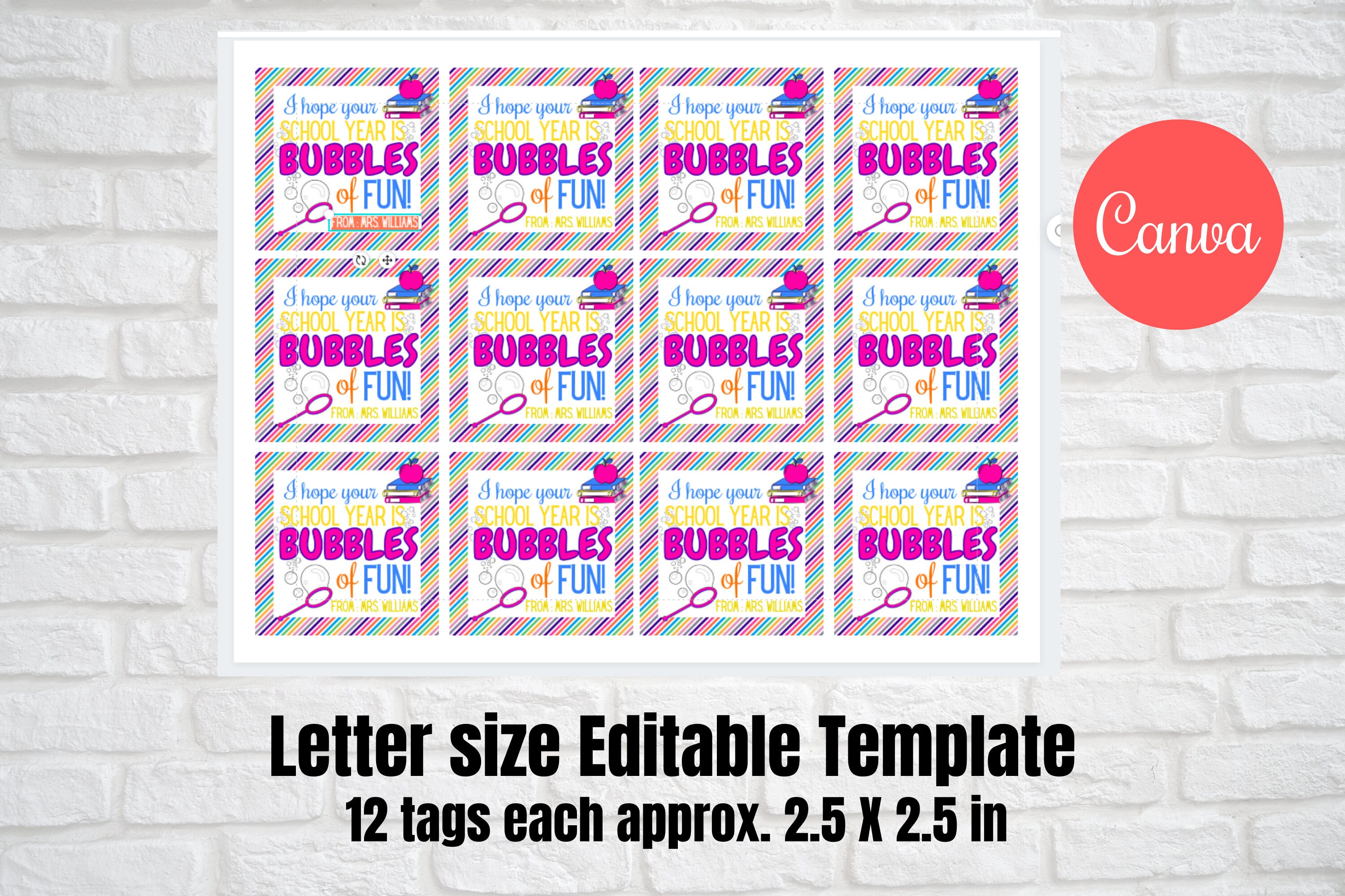 Back to School Bubbles Gift Tags Hope Your School Year is - Etsy