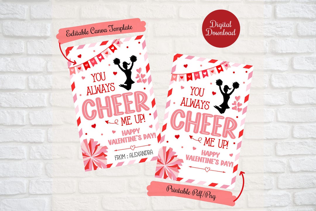 You Always Cheer Me Up, Valentine's Cheer Team Gift Tags, Dance Team ...