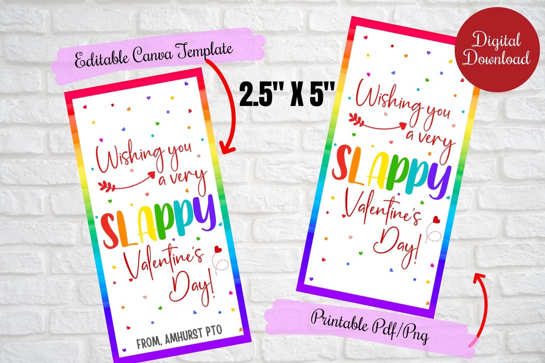 Slappy Valentines Day Tag, Slap Bracelet, Class Valentine Gift Tags ...