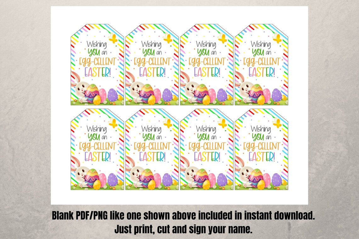 Wishing You an Eggcellent Easter Easter Eggs Treat Tag for - Etsy